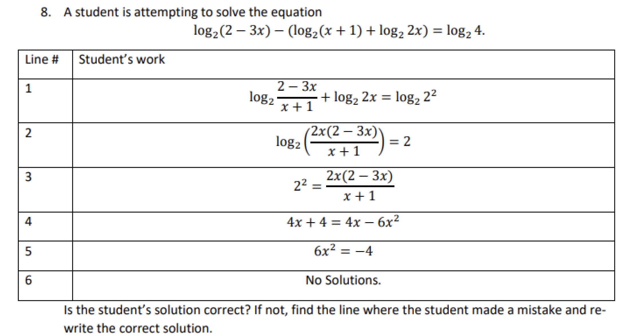 Solved 8. A student is attempting to solve the equation | Chegg.com