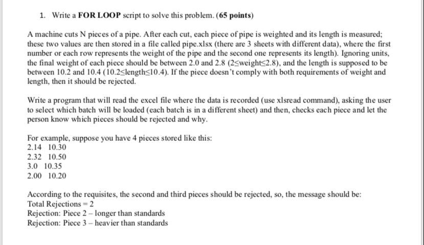 Solved 1 Write A For Loop Script To Solve This Problem 65 7542