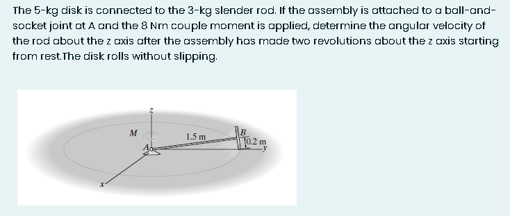 Solved The 5-kg disk is connected to the 3-kg slender rod. | Chegg.com