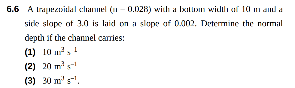 Solved 6.24 Classify the slope of the trapezoidal channel in | Chegg.com