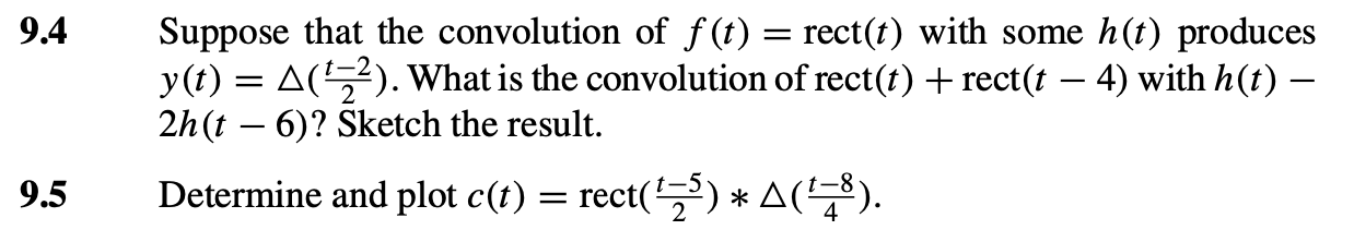 Solved 9.4 Suppose that the convolution of f(t)=rect(t) with | Chegg.com