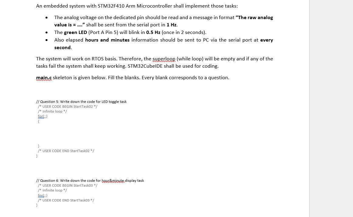 Solved An embedded system with STM32F410 Arm Microcontroller | Chegg.com