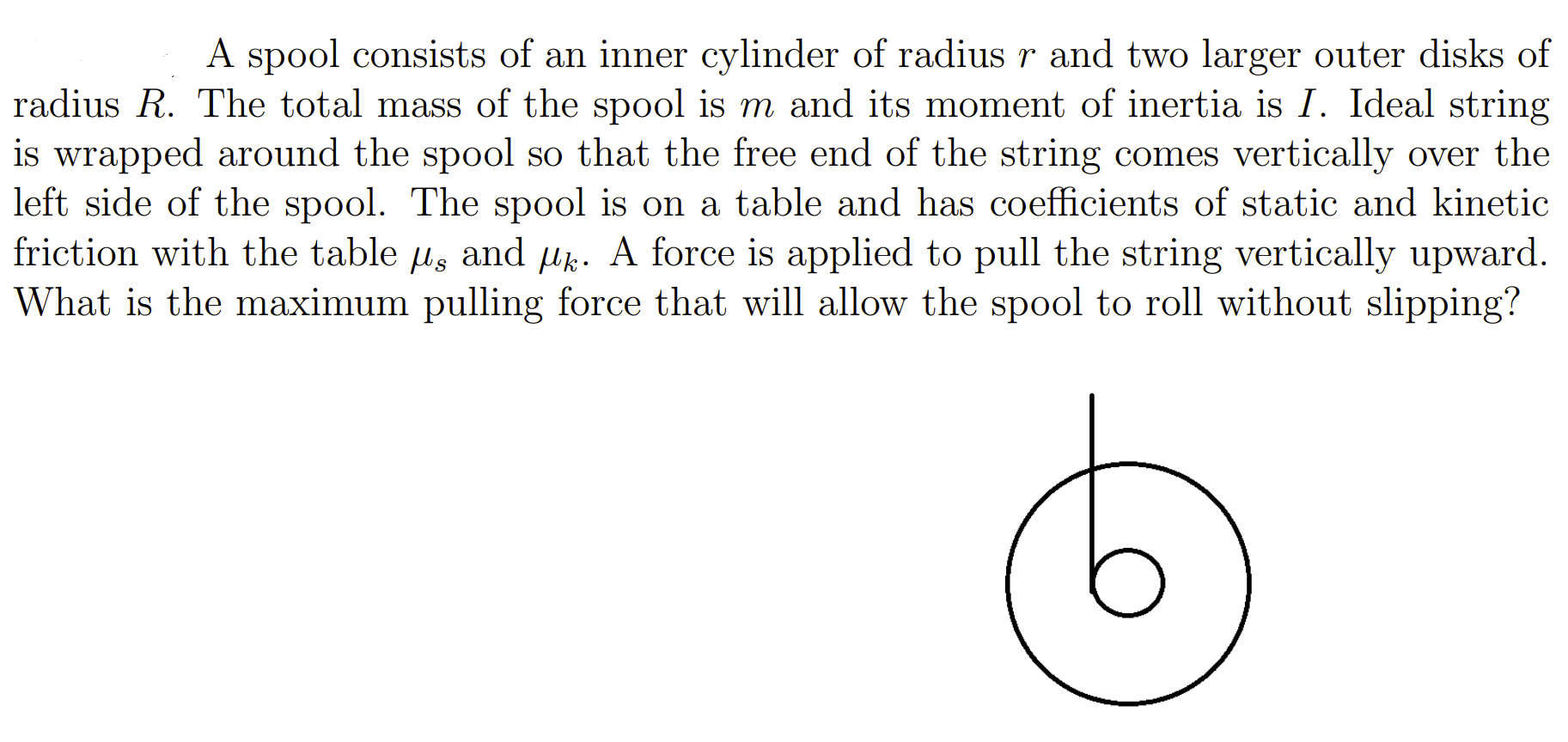 Solved A spool consists of an inner cylinder of radius r and | Chegg.com