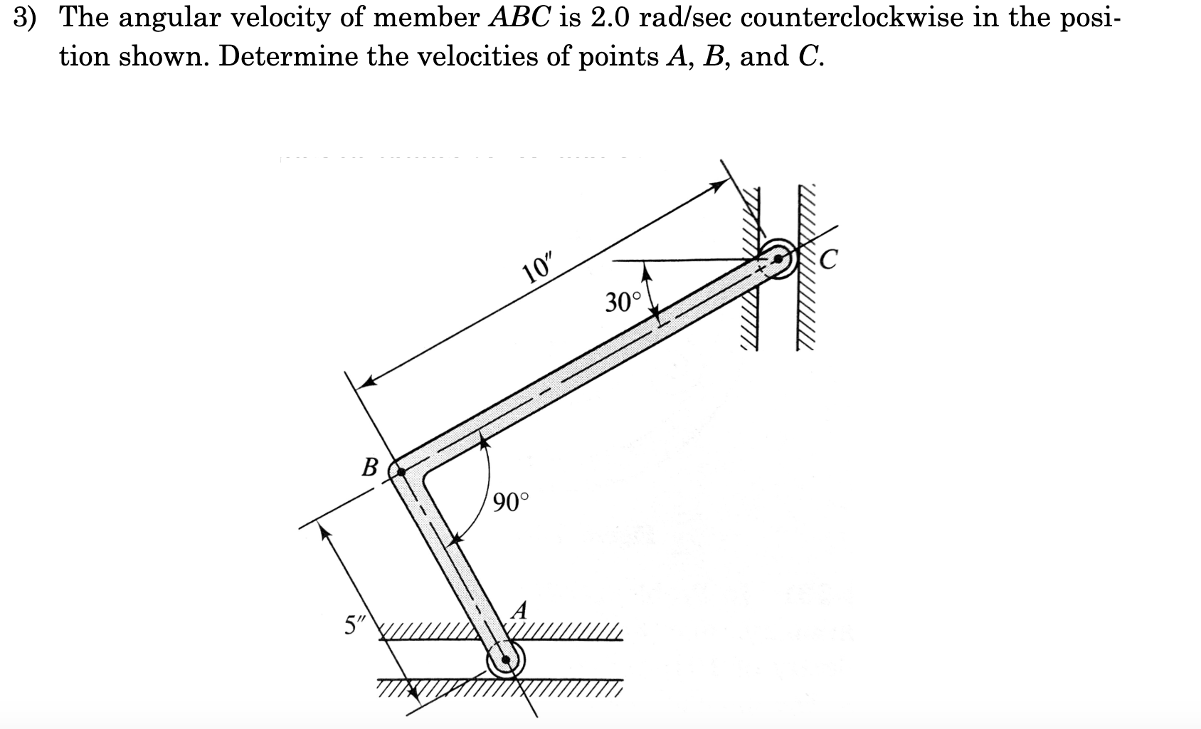 Solved The angular velocity of member ABC is 2.0rad/sec | Chegg.com