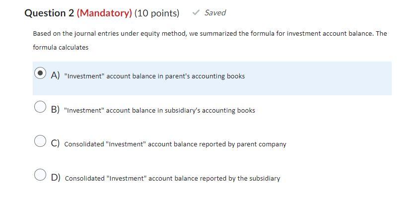 Solved Based on the journal entries under equity method, we | Chegg.com