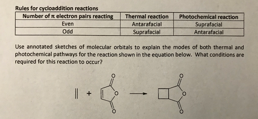 Solved Rules for cycloaddition reactions Number of electron | Chegg.com