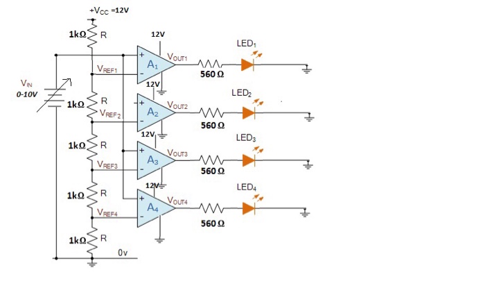 Solved The circuit diagram below shows a comparator voltage | Chegg.com