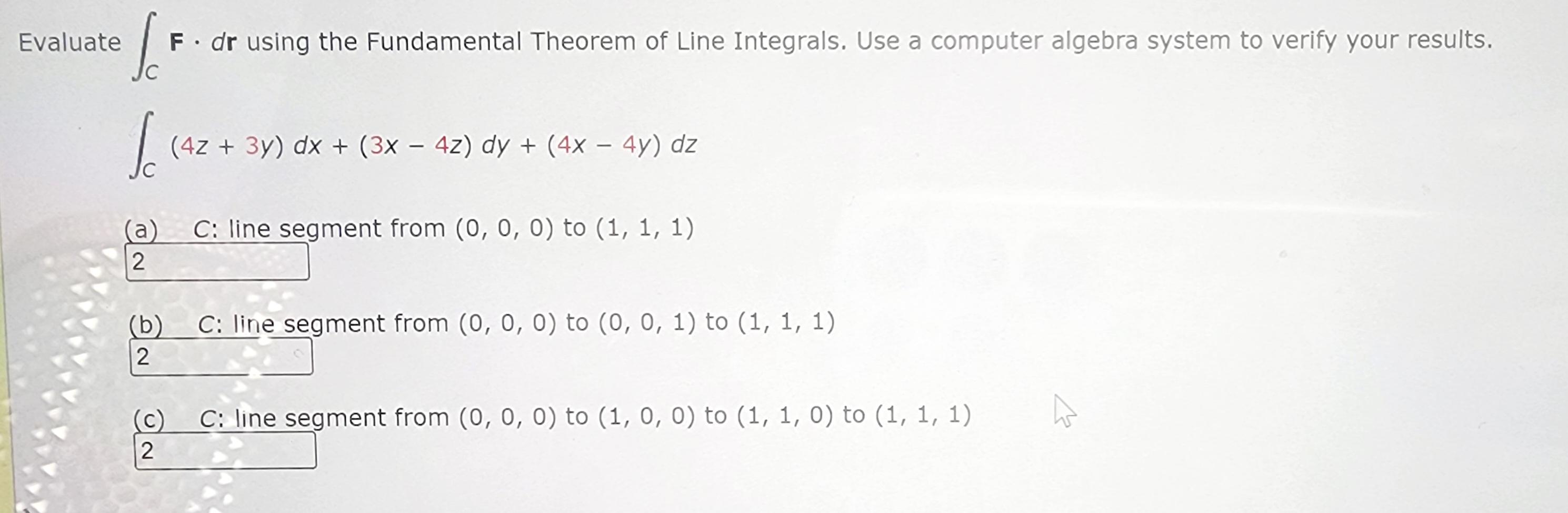 Solved Evaluate ∫CF⋅dr using the Fundamental Theorem of Line | Chegg.com