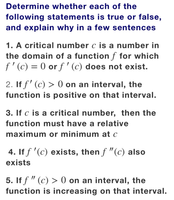 Solved Determine whether each of the following statements is | Chegg.com