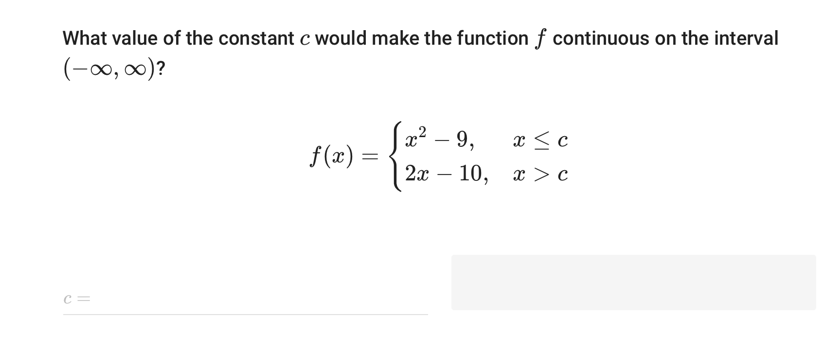 Solved What value of the constant c ﻿would make the function | Chegg.com