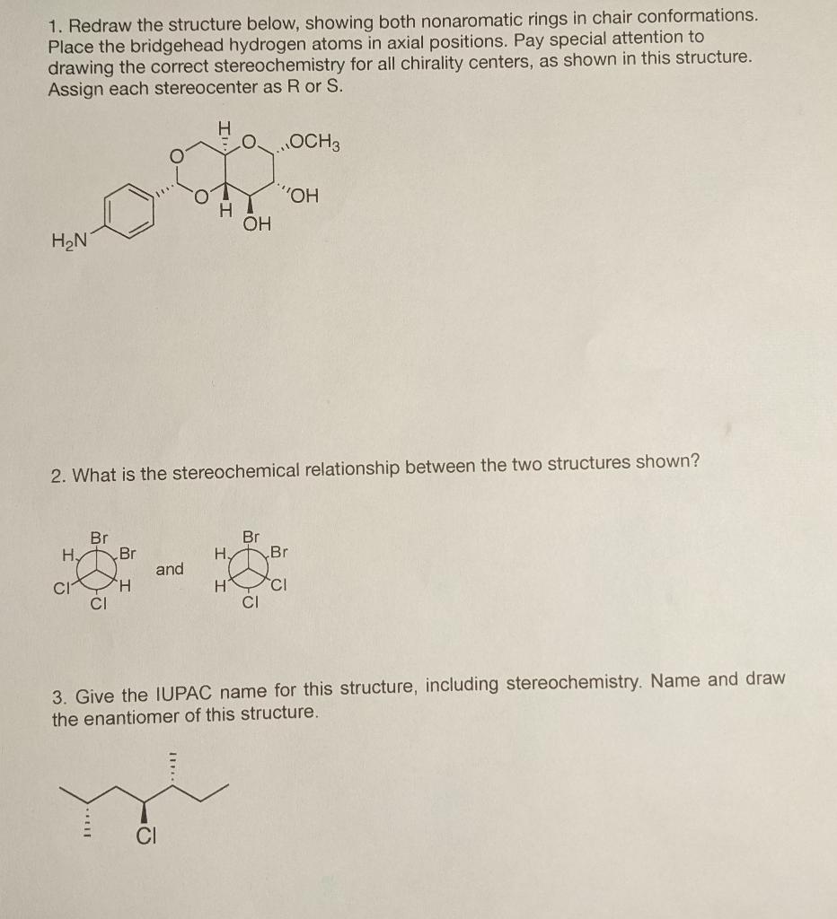 Solved 1. Redraw the structure below, showing both | Chegg.com