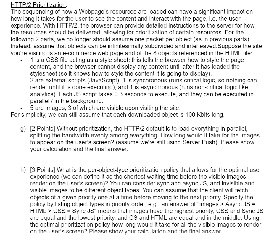 Solved HTTP/2 Prioritization: The sequencing of how a | Chegg.com