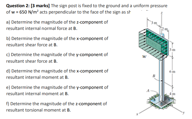 Solved STATE Question 2: [3 marks] The sign post is fixed to | Chegg.com