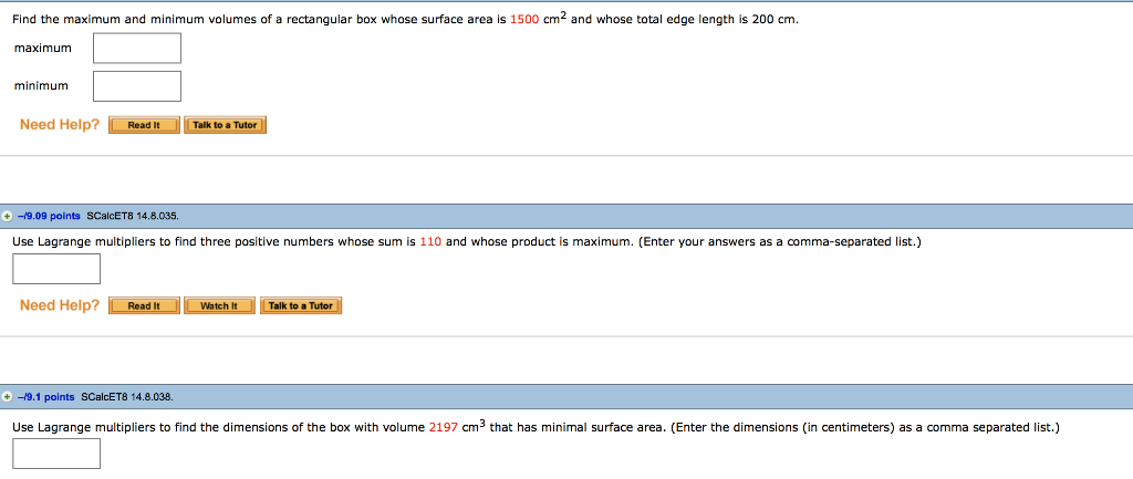 Solved Find the maximum and minimum volumes of a rectangular | Chegg.com