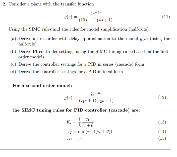 Solved 2. Consider a plant with the transfer function | Chegg.com