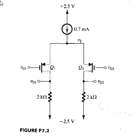 Solved 7.2 For the PMOS differential amplifier shown in Fig. | Chegg.com