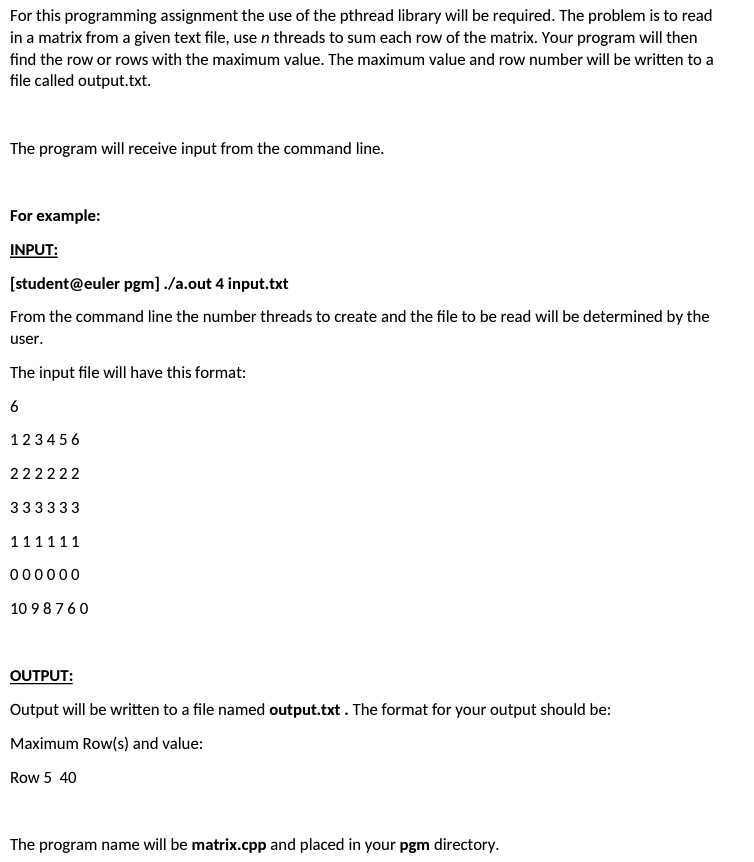 Solved For this programming assignment the use of the | Chegg.com
