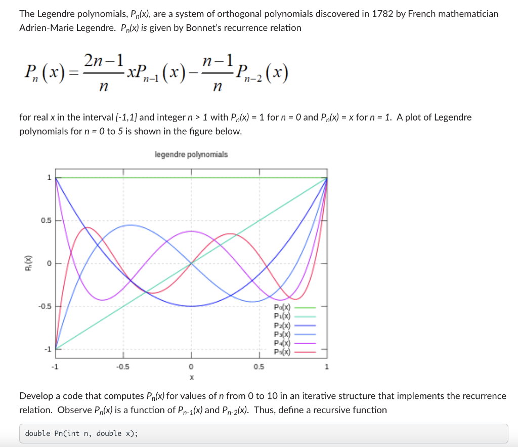Solved The Legendre polynomials, Pn(x), are a system of | Chegg.com