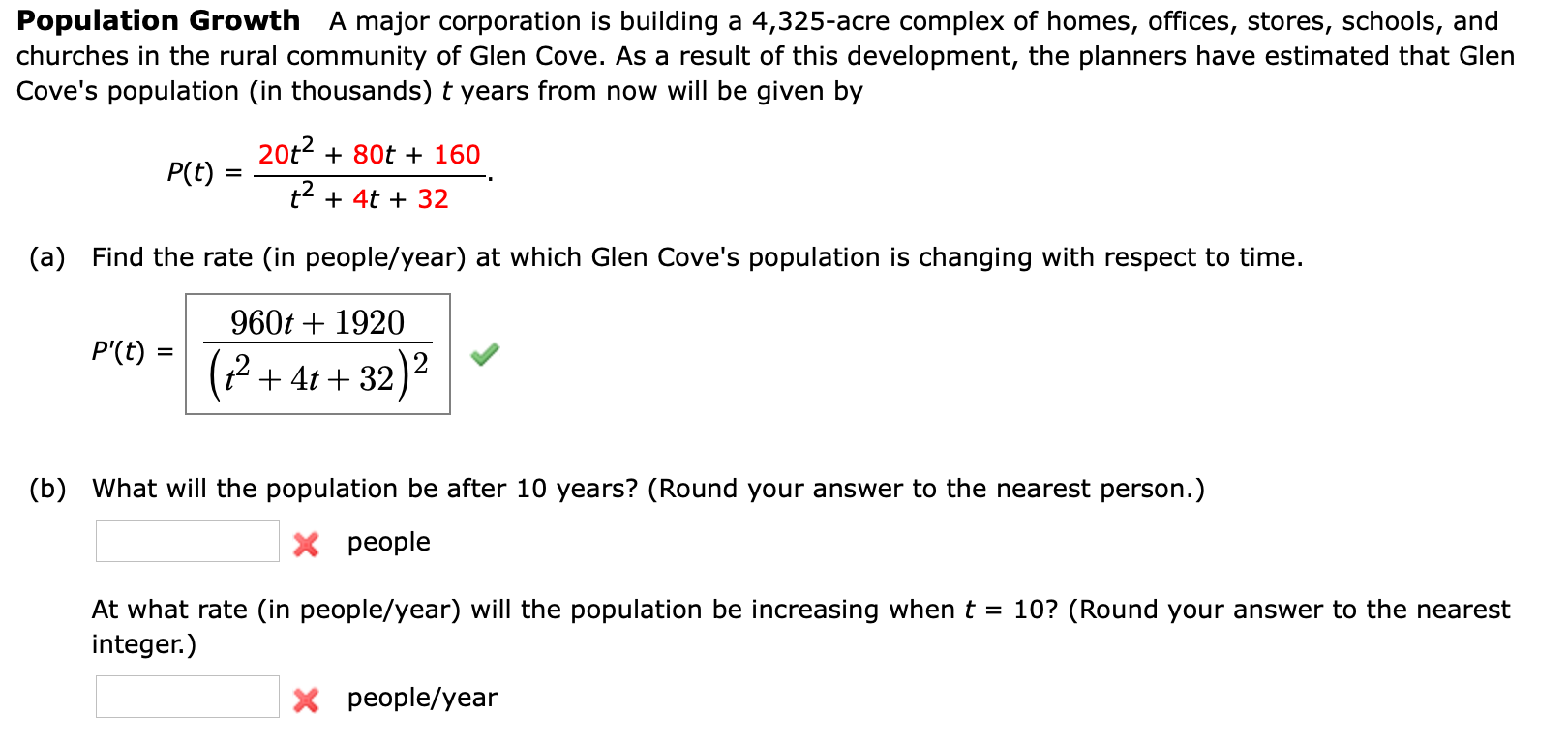 Solved Population Growth A major corporation is building a | Chegg.com