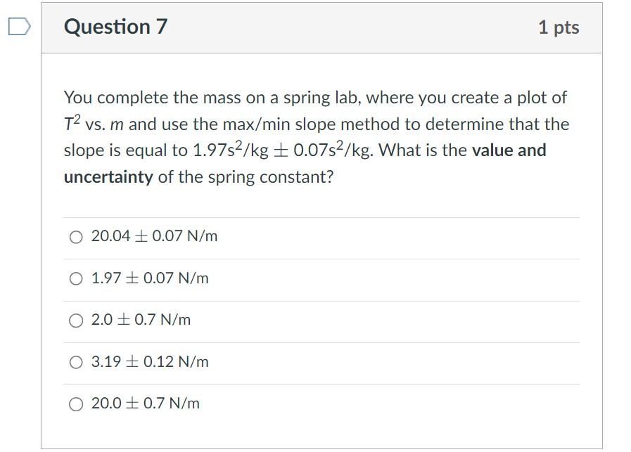 Solved You complete the mass on a spring lab, where you | Chegg.com