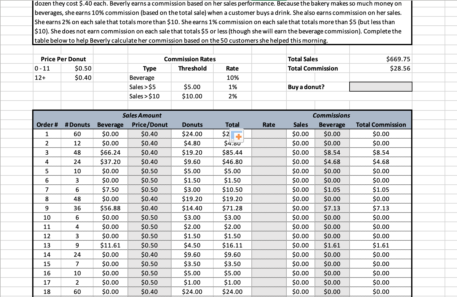 Solved 3 5 Use an IF function in cell H18 to calculate the | Chegg.com