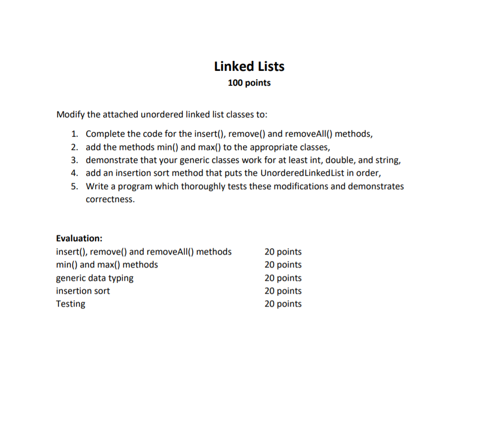 Linked Lists 100 Points Modify The Attached Unordered