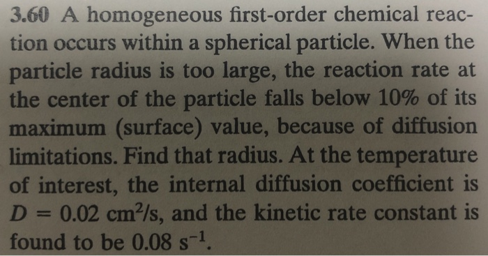 Solved homogeneous first-order chemical reac 3.60 A - tion | Chegg.com