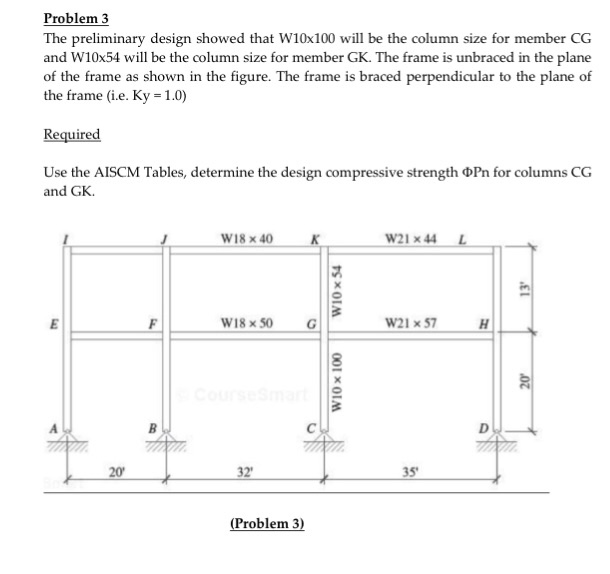Solved Problem 3 The preliminary design showed that W10x100 | Chegg.com