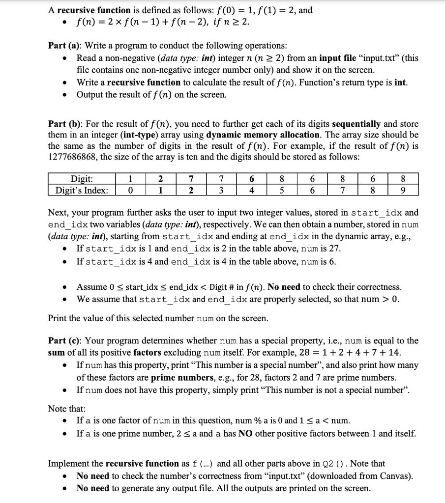Solved A recursive function is defined as follows: f(0) = 1, | Chegg.com