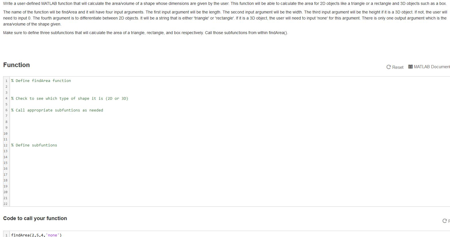 Solved Write a user-defined MATLAB function that will | Chegg.com