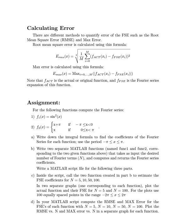 Solved MAE 376 Lab 4: Fourier Series Fourier Series Fourier | Chegg.com