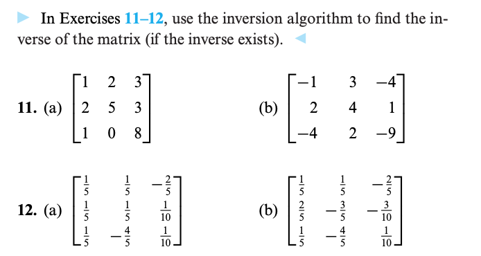 Solved In Exercises 11-12, use the inversion algorithm to | Chegg.com