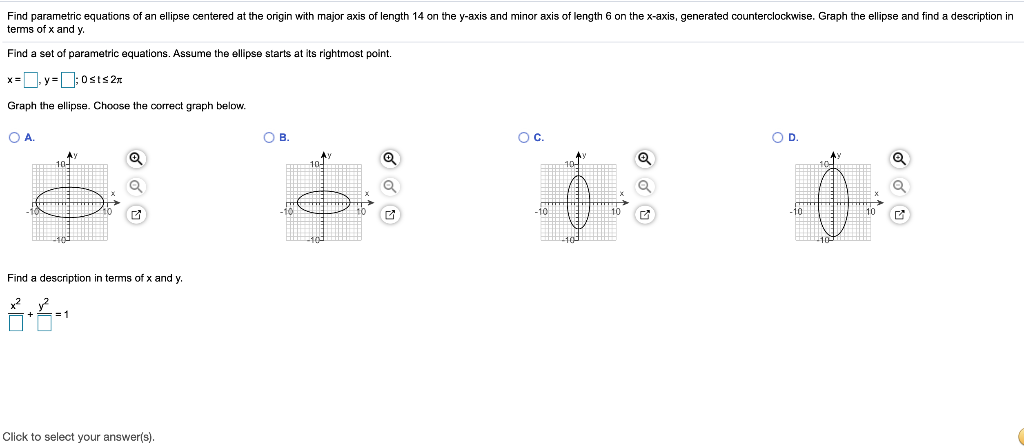 Solved Find parametric equations of an ellipse centered at | Chegg.com