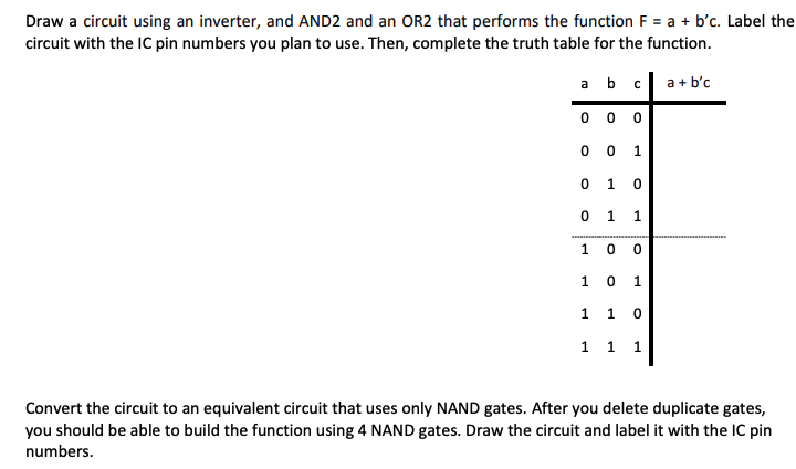 Solved Draw a circuit using an inverter, and AND2 and an OR2 | Chegg.com