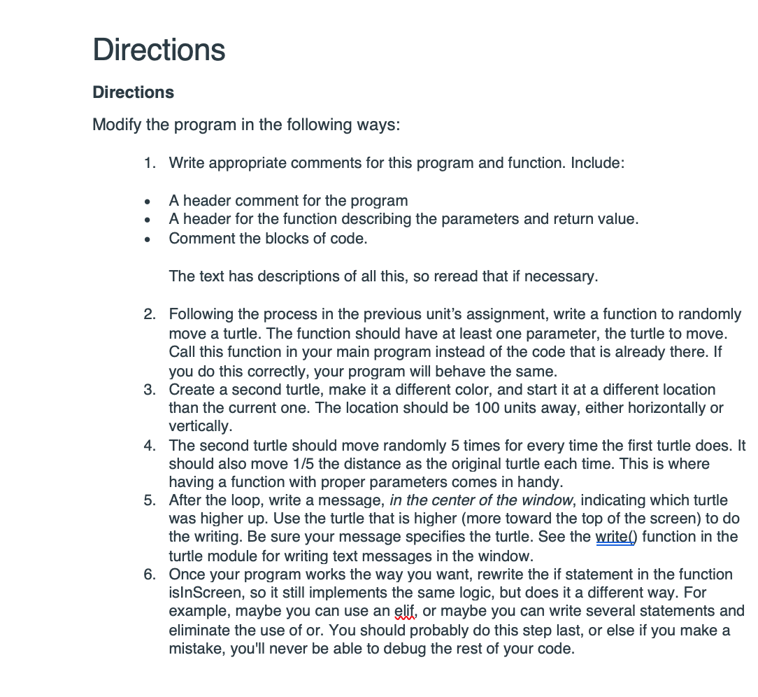 Directions Directions Modify the program in the | Chegg.com
