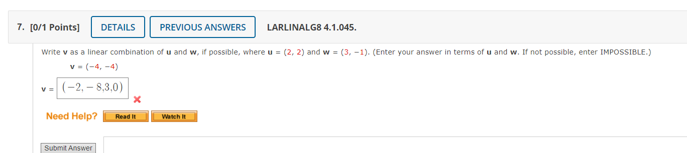 Solved 7. [0/1 Points] DETAILS PREVIOUS ANSWERS LARLINALG8 | Chegg.com