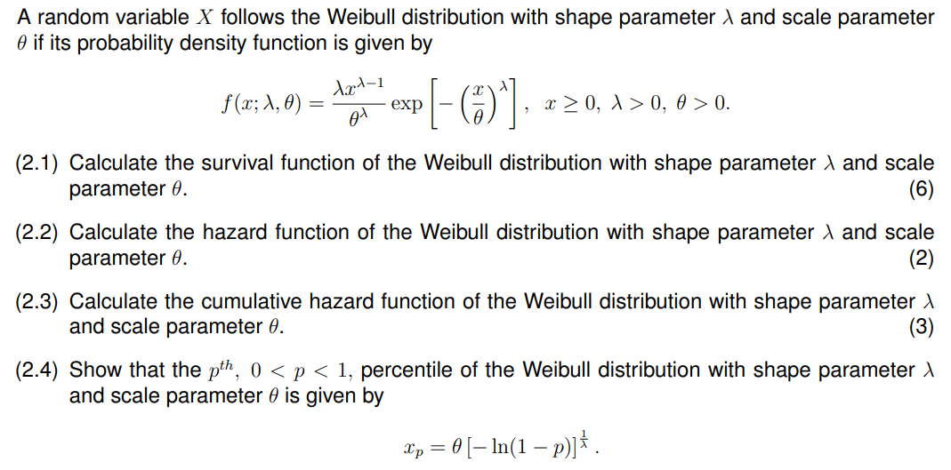 Solved A Random Variable X Follows The Weibull Distribution 