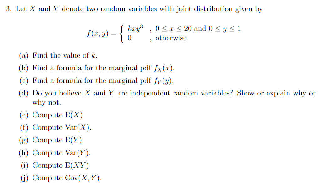 Solved 3. Let X and Y denote two random variables with joint | Chegg.com