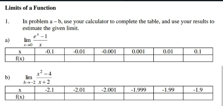 Solved 1. In problem a-b, use your calculator to complete | Chegg.com
