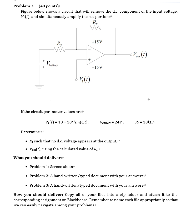 Solved Problem 3 (40 ﻿points)Figure below shows a circuit | Chegg.com