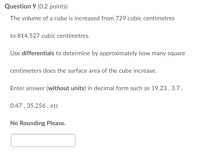 Solved The volume of a cube is increased from 729 | Chegg.com