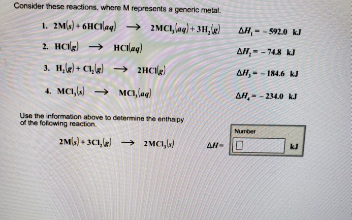 Consider these reactions, where M represents a | Chegg.com