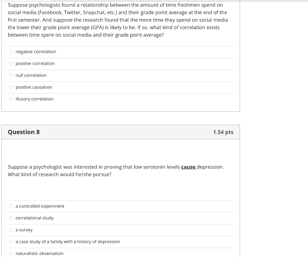 Solved Question 5 1.54 pts There is a subfield in psychology | Chegg.com