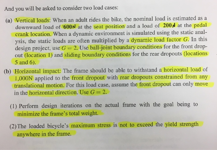 Please help me solve the following bike frame problem | Chegg.com
