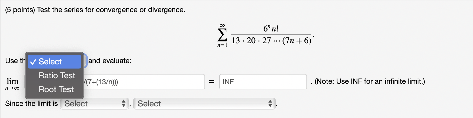 Solved (5 points) Test the series for convergence or | Chegg.com
