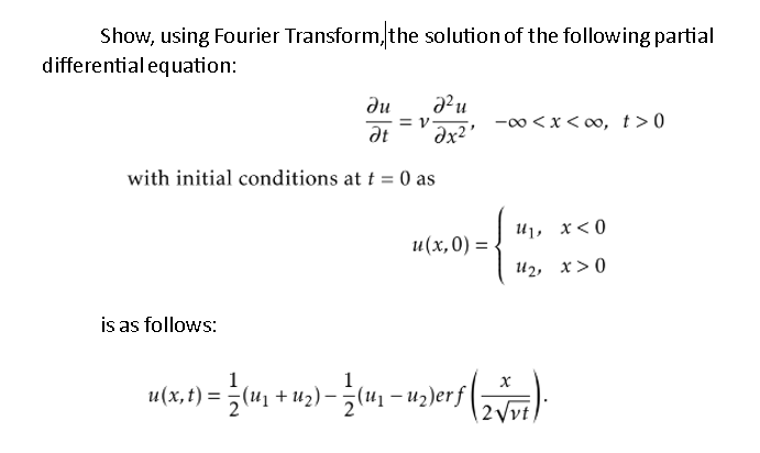 Solved Show, using Fourier Transform, the solution of the | Chegg.com
