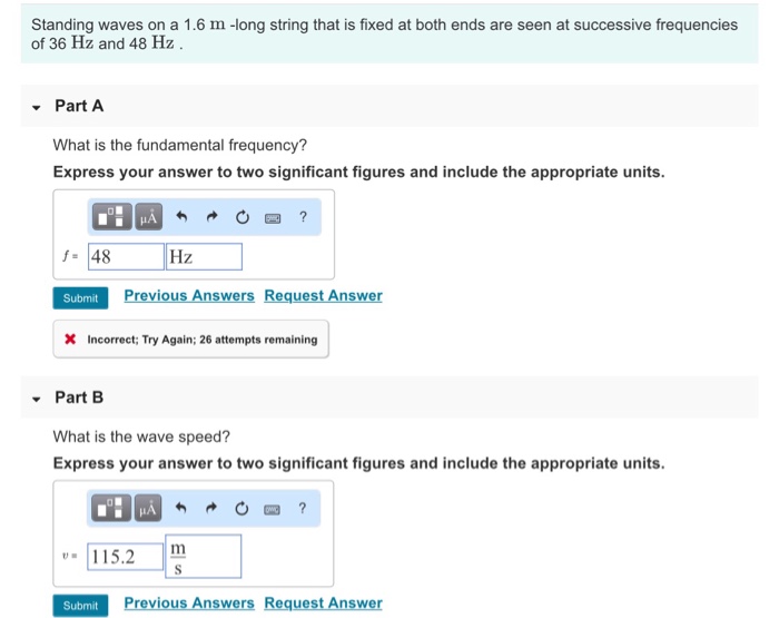 Solved Standing waves on a 1.6 m-long string that is fixed | Chegg.com