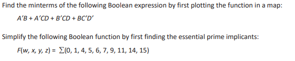 Solved Find the minterms of the following Boolean expression | Chegg.com