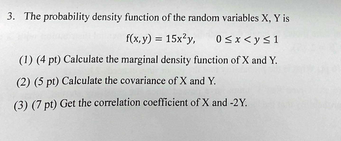 Solved 3. The probability density function of the random | Chegg.com