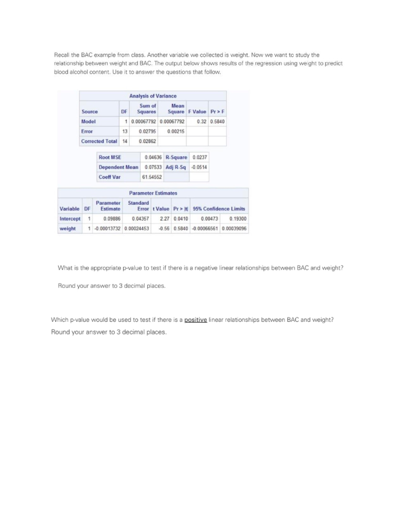Solved Recall the BAC example from class. Another variable | Chegg.com